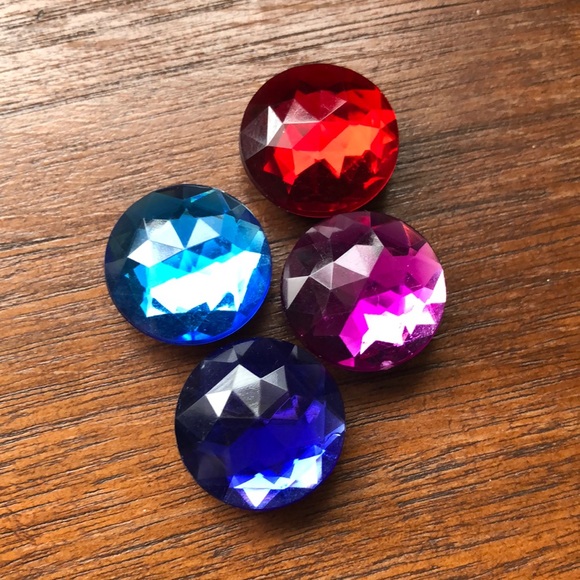 Jewelry | Vintage Jewel Button Covers Pink Red Light Blue Dark Blue ...